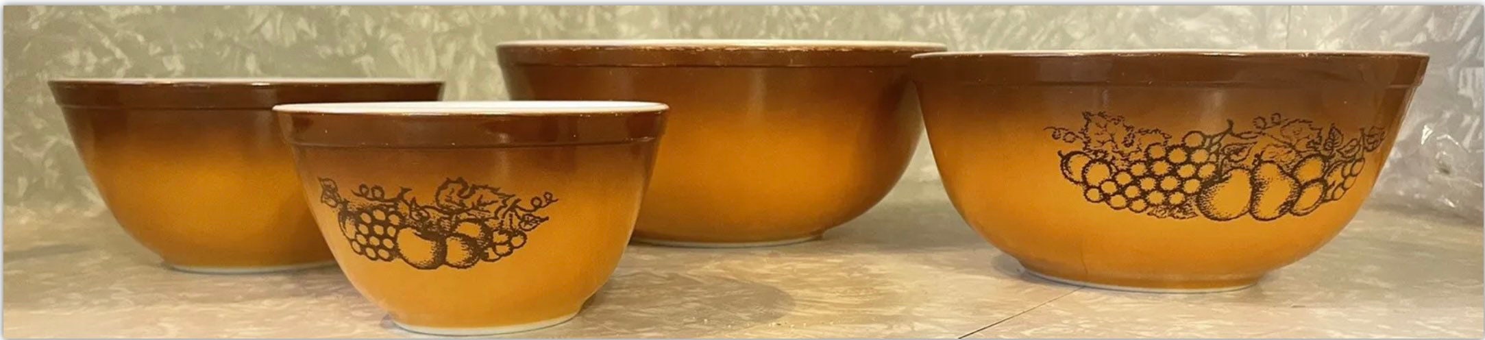 Vintage Old Orchard Pyrex Mixing Bowl Set - Etsy