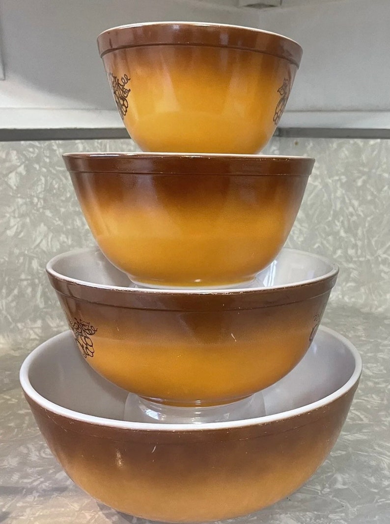 Vintage Old Orchard Pyrex Mixing Bowl Set - Etsy