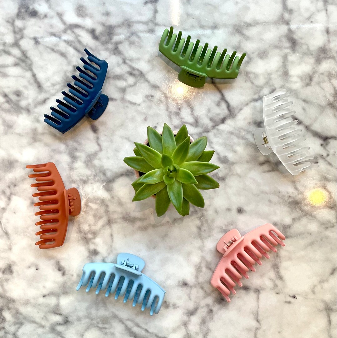 Pack of 3, Everyday Large Matte Claw Clips, Strong Grip, Colorful ...