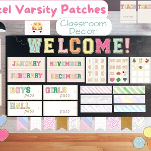 Pastel Varsity Patches Classroom Decor Bundle stoney Clover - Etsy