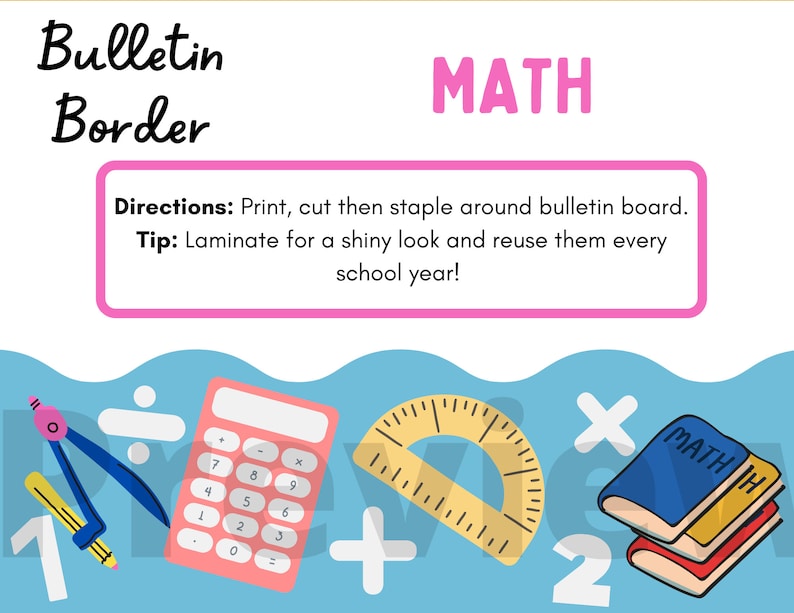 Bulletin Border | Math, Science, History, Reading | Printable - Etsy