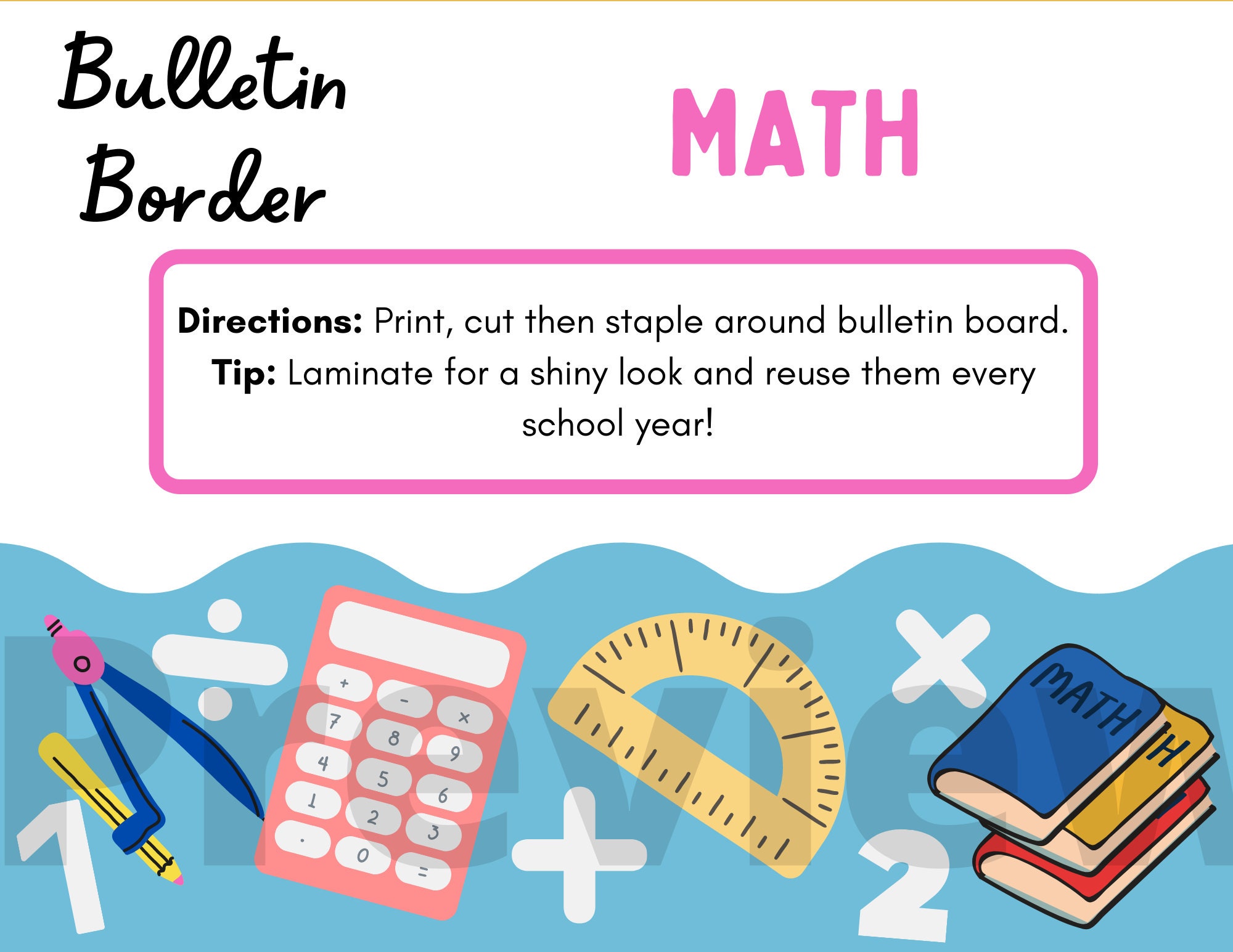 Bulletin Border | Math, Science, History, Reading | Printable - Etsy