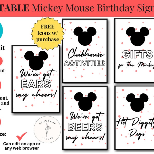 Mickey Mouse Edit Signs - Etsy