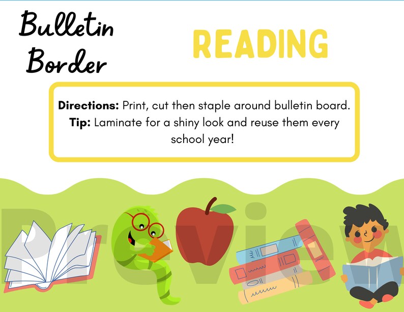 Bulletin Border | Math, Science, History, Reading | Printable - Etsy