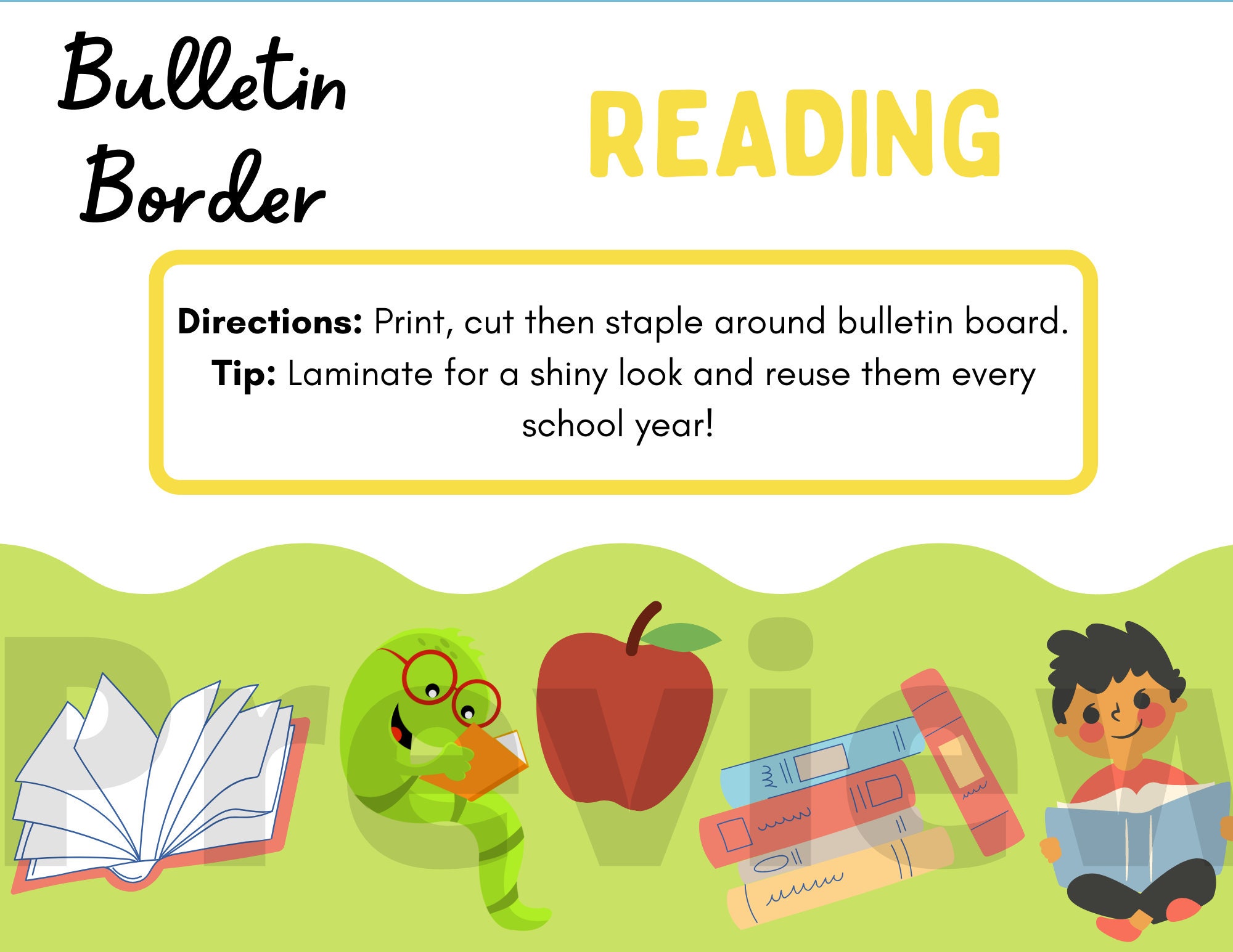 Bulletin Border | Math, Science, History, Reading | Printable - Etsy