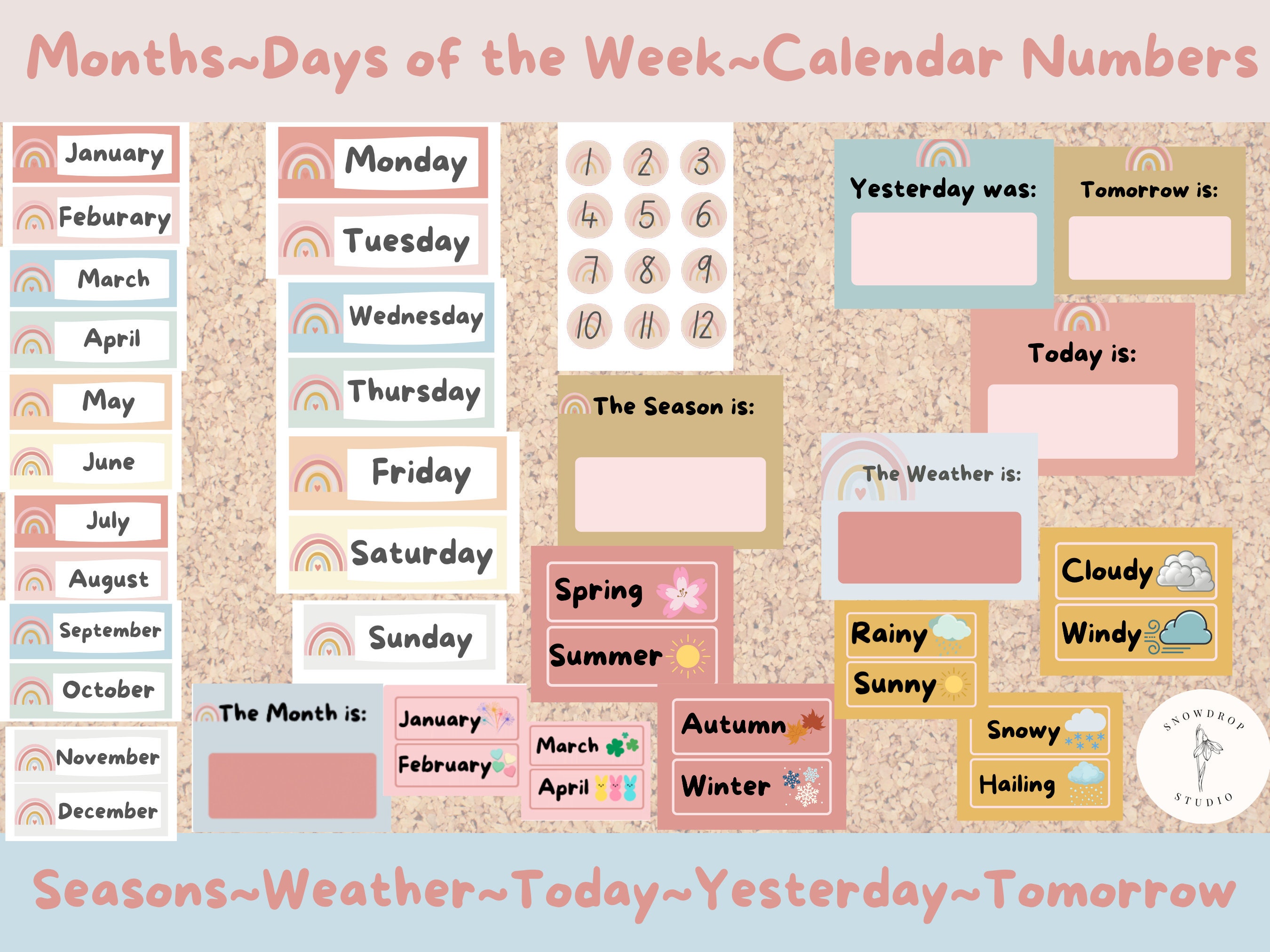 Boho Rainbow Classroom Decor| Over 100 Printables| - Etsy