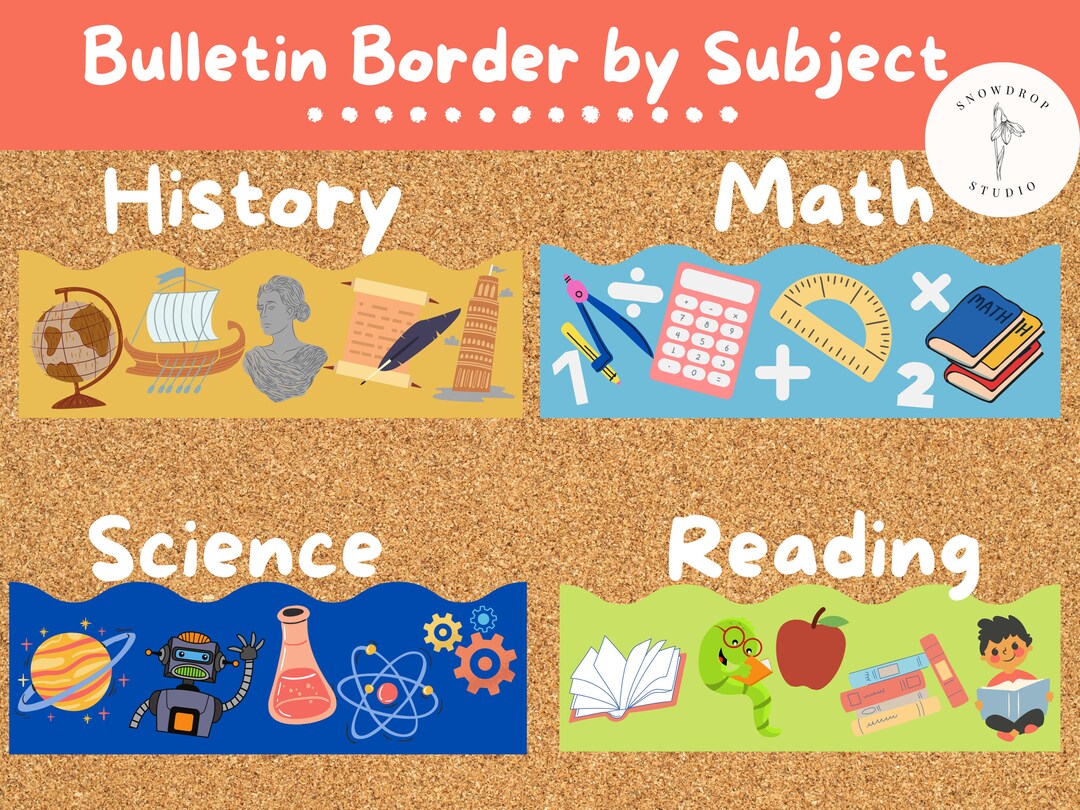 Bulletin Border | Math, Science, History, Reading | Printable - Etsy
