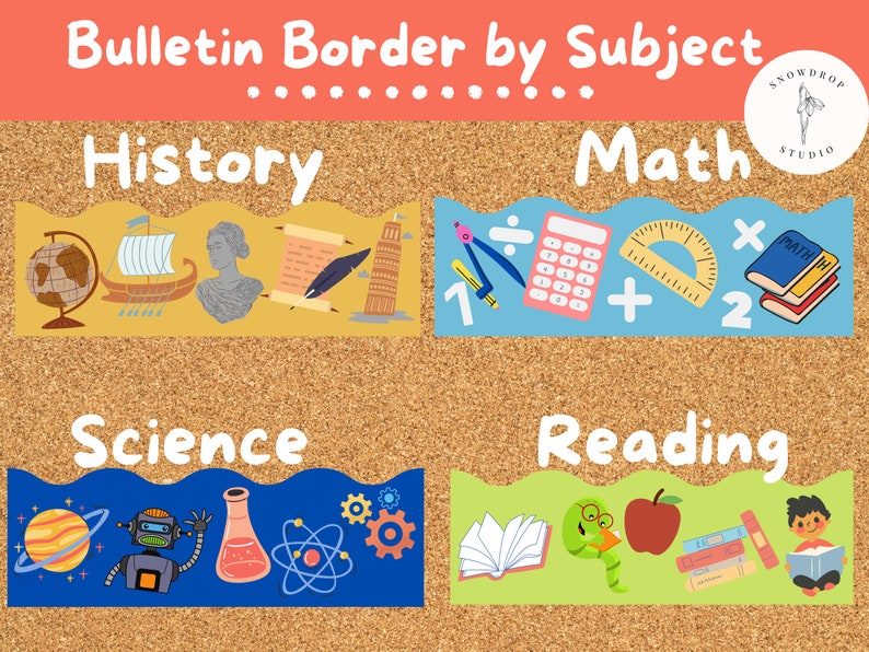 Bulletin Border | Math, Science, History, Reading | Printable - Etsy