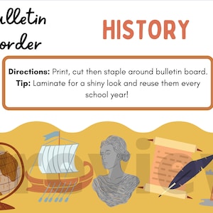 Bulletin Border | Math, Science, History, Reading | Printable - Etsy