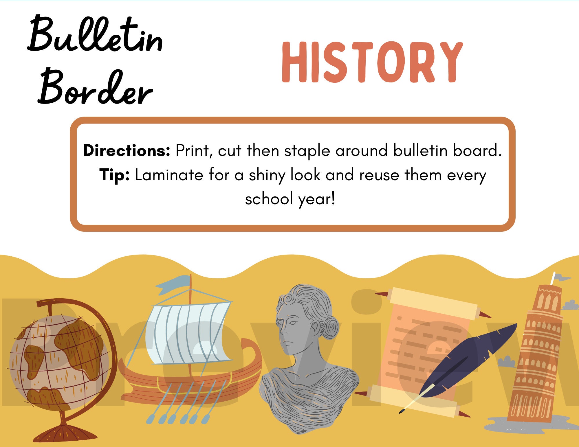 Bulletin Border | Math, Science, History, Reading | Printable - Etsy