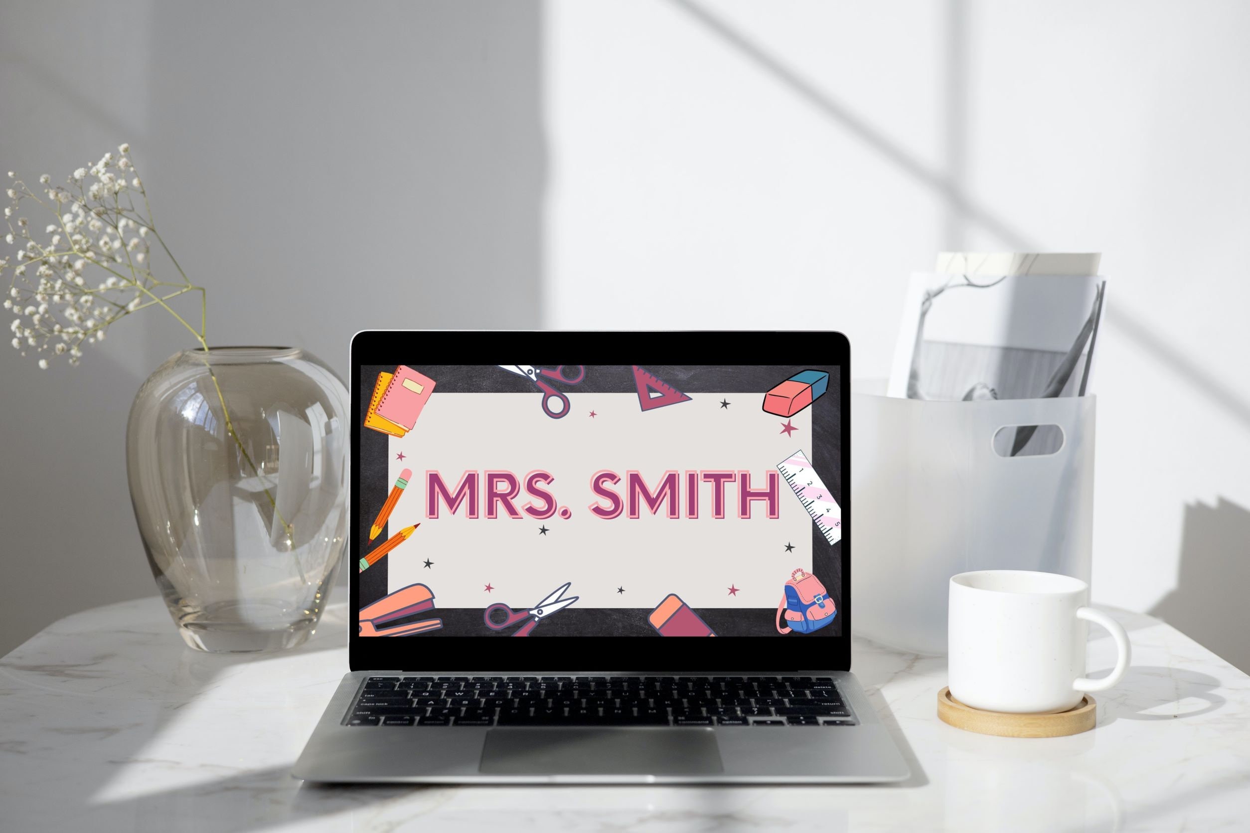 Editable Teacher Canva Desktop Background, Back to School, Teacher ...