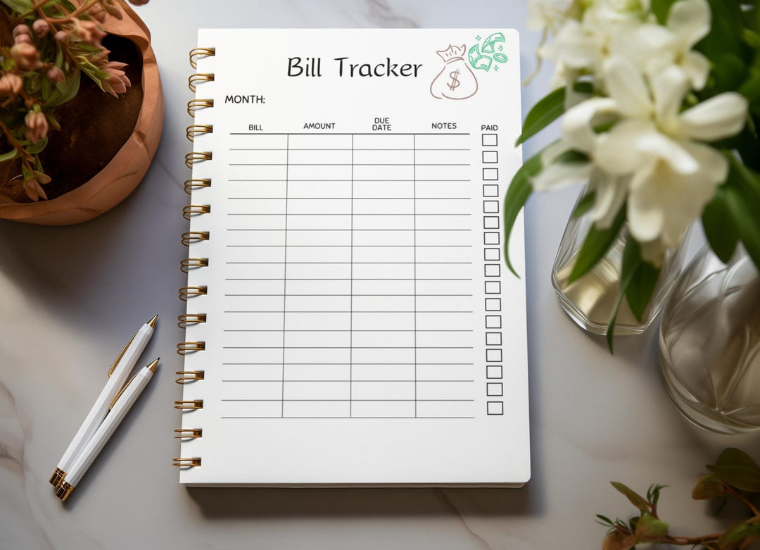 Printable PDF Bill Tracker Worksheet Organize Money Bills Spreadsheet ...