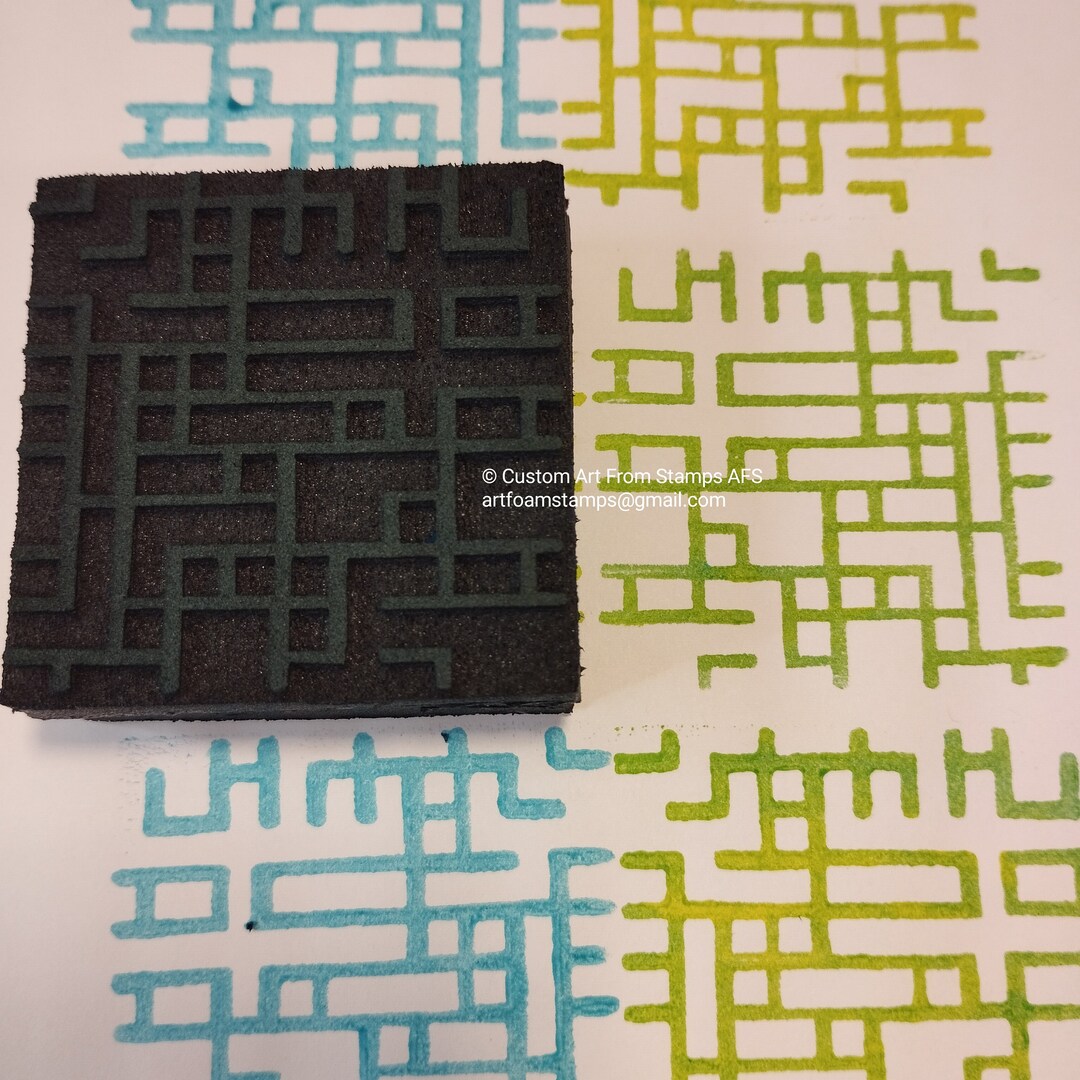 Maze Set of 2 Custom Wholesale Art Foam Stamps AFS - Etsy