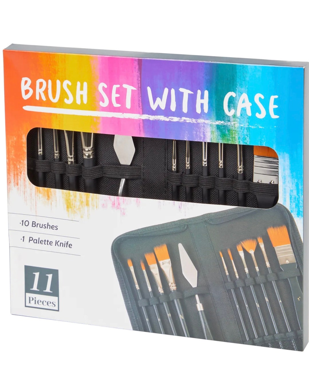 11 Pcs Paint Brush Set With Case, Paint Brushes, Paint Brush With ...