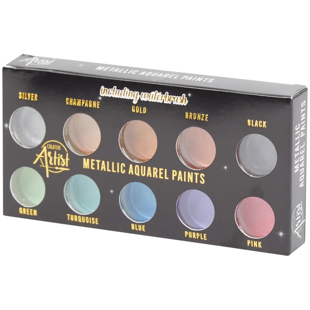 11 Pcs Watercolor Paint Set, Metallic Colours, Water Colour Paints ...