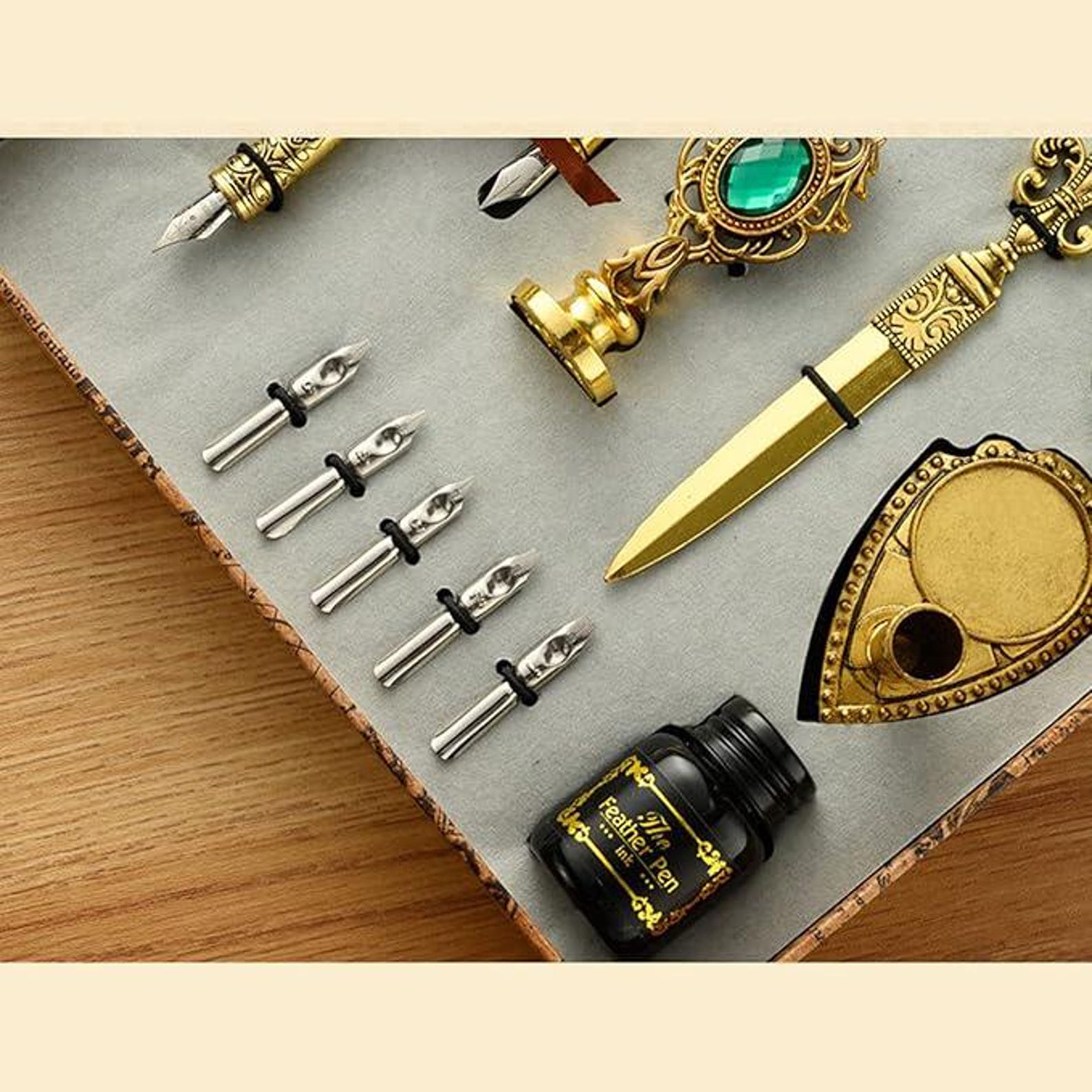 Goose Feather Calligraphy Pen Set: Antique Quill Writing Gift - Etsy