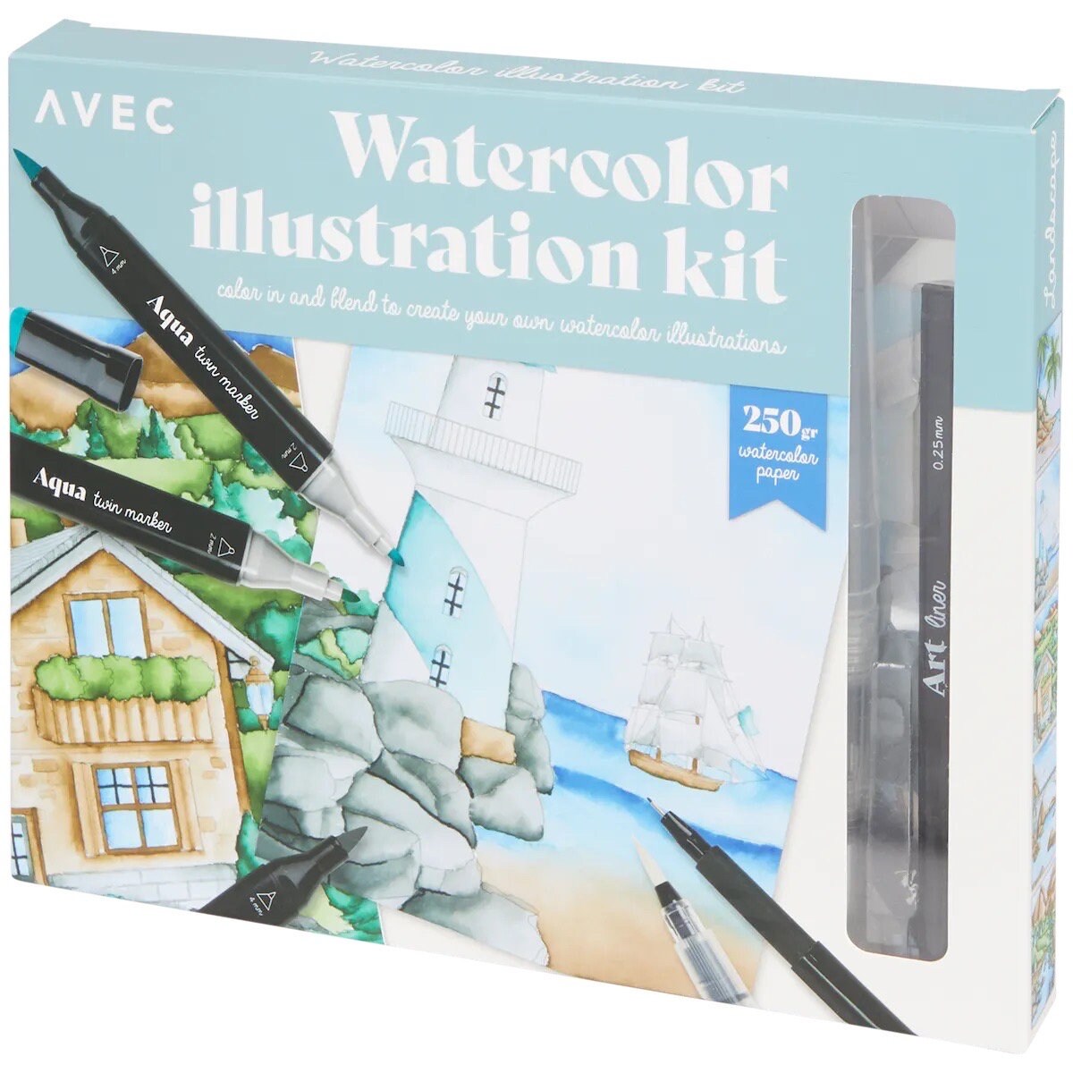 Watercolour Markers With Coloring Book, US Edition Aquamarkers ...