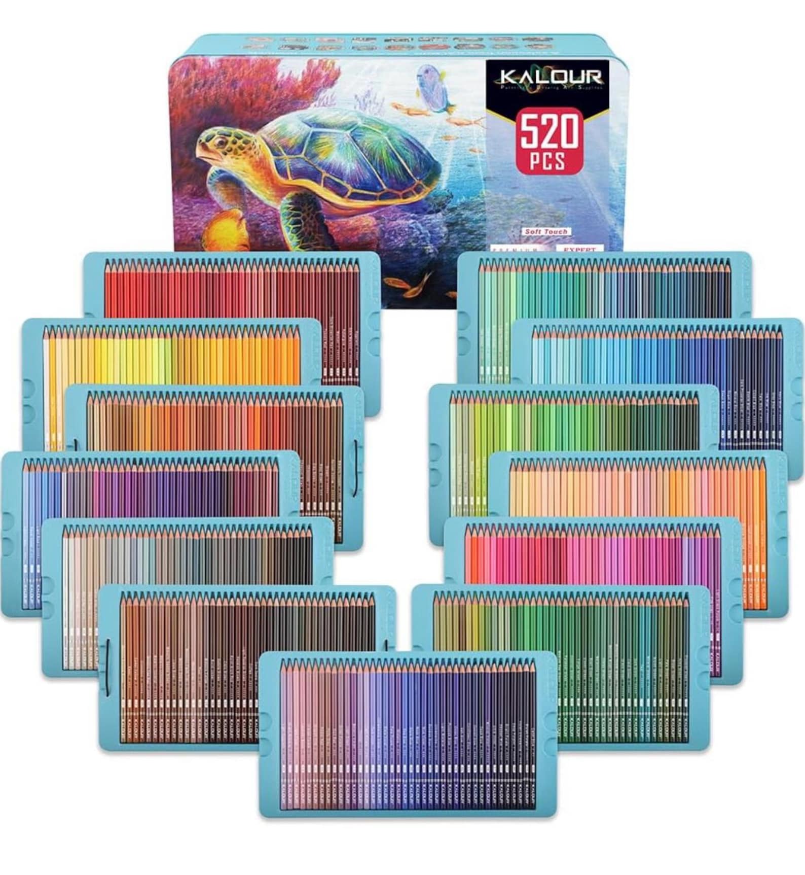 300/520 Colouring Pencils Set: Professional Art Supplies With Storage ...