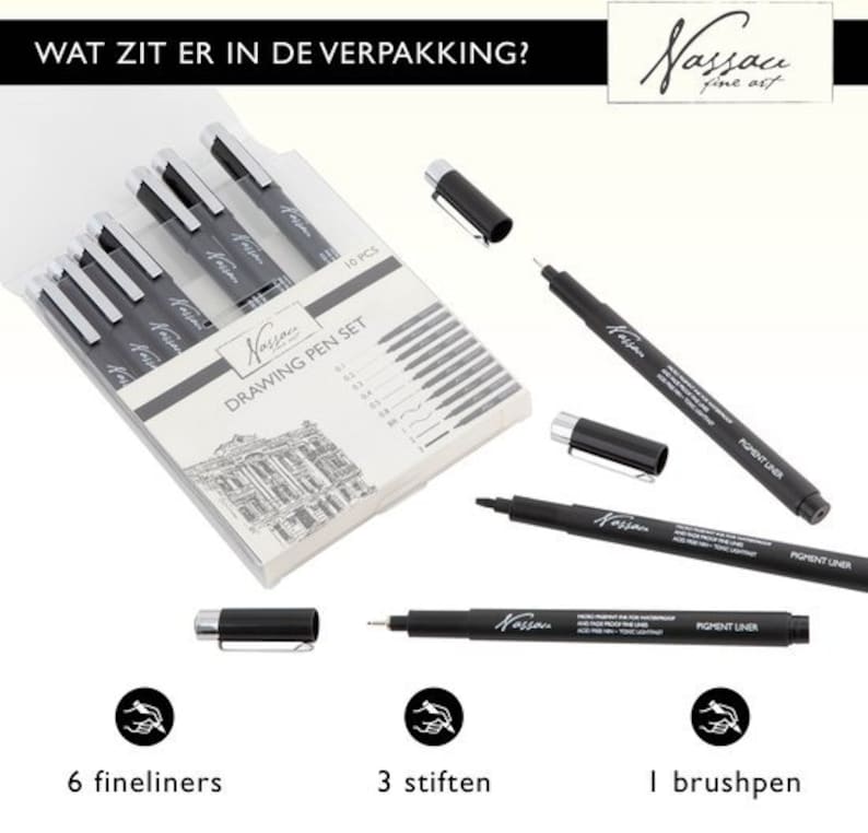 10 Pcs Professional Drawing Pen Set With Case, Good Quality Sketching ...