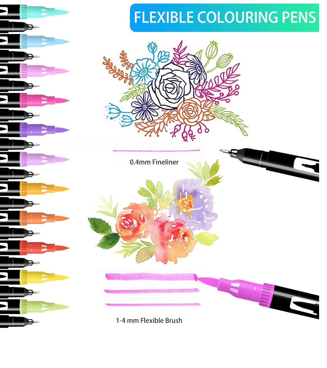 168 Dual Tip Brush Markers: Professional Art Pens Set With Coloring ...