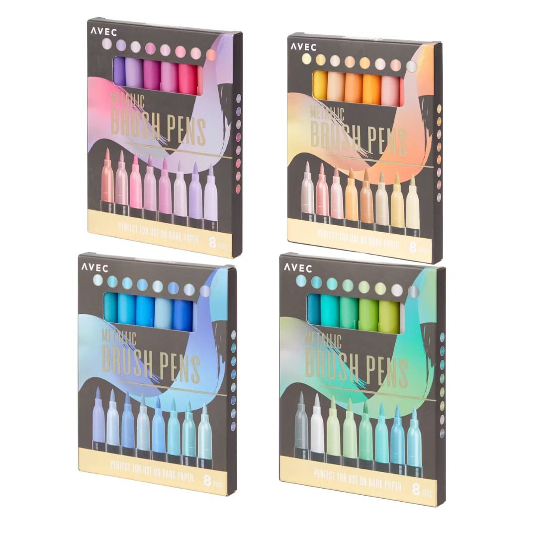 32 Metallic Markers Set, Multicolored Metallic Brush Pens, Art Set ...
