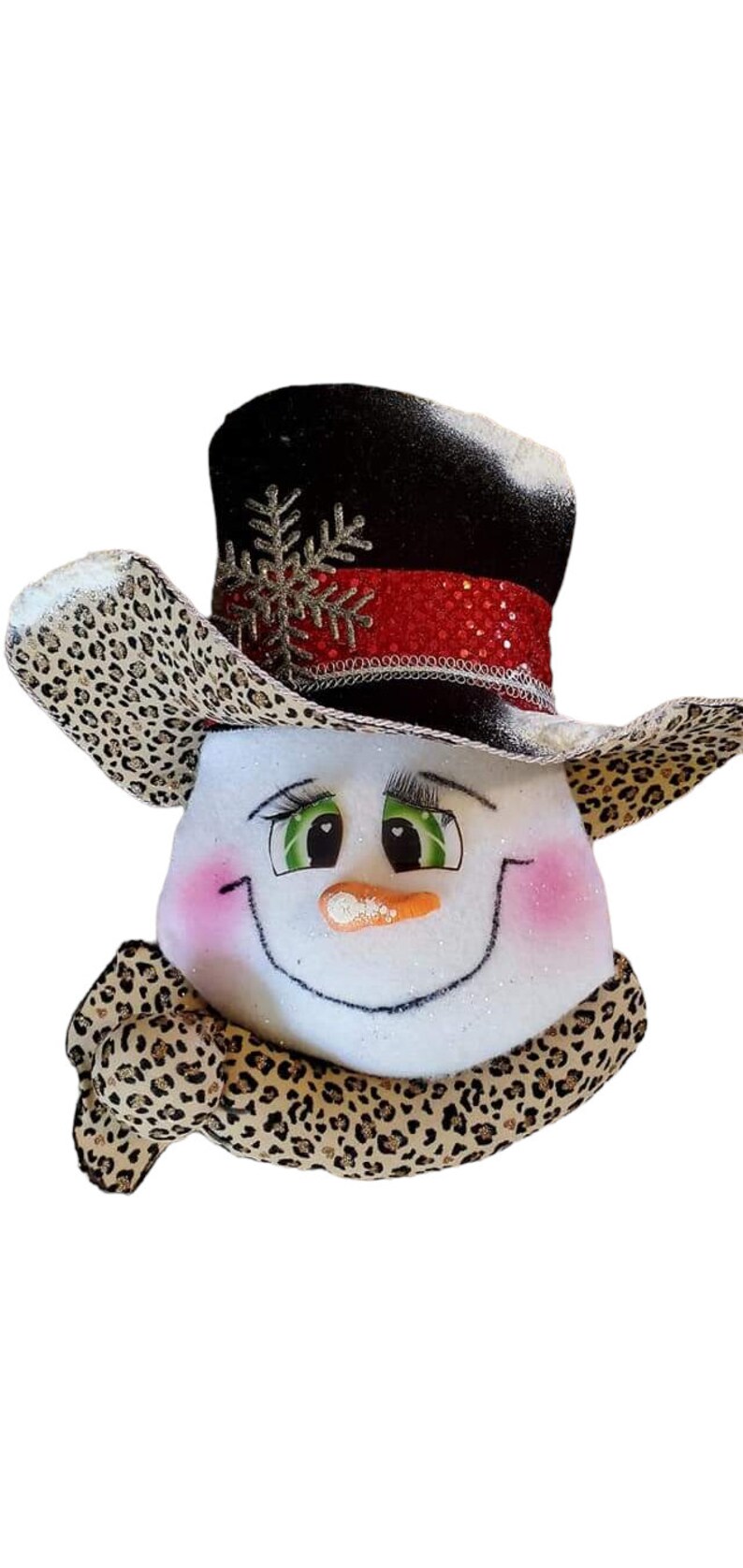 Cheetah Print Snowman Wreath Attachment / Door Hanger/ Christmas Decor ...