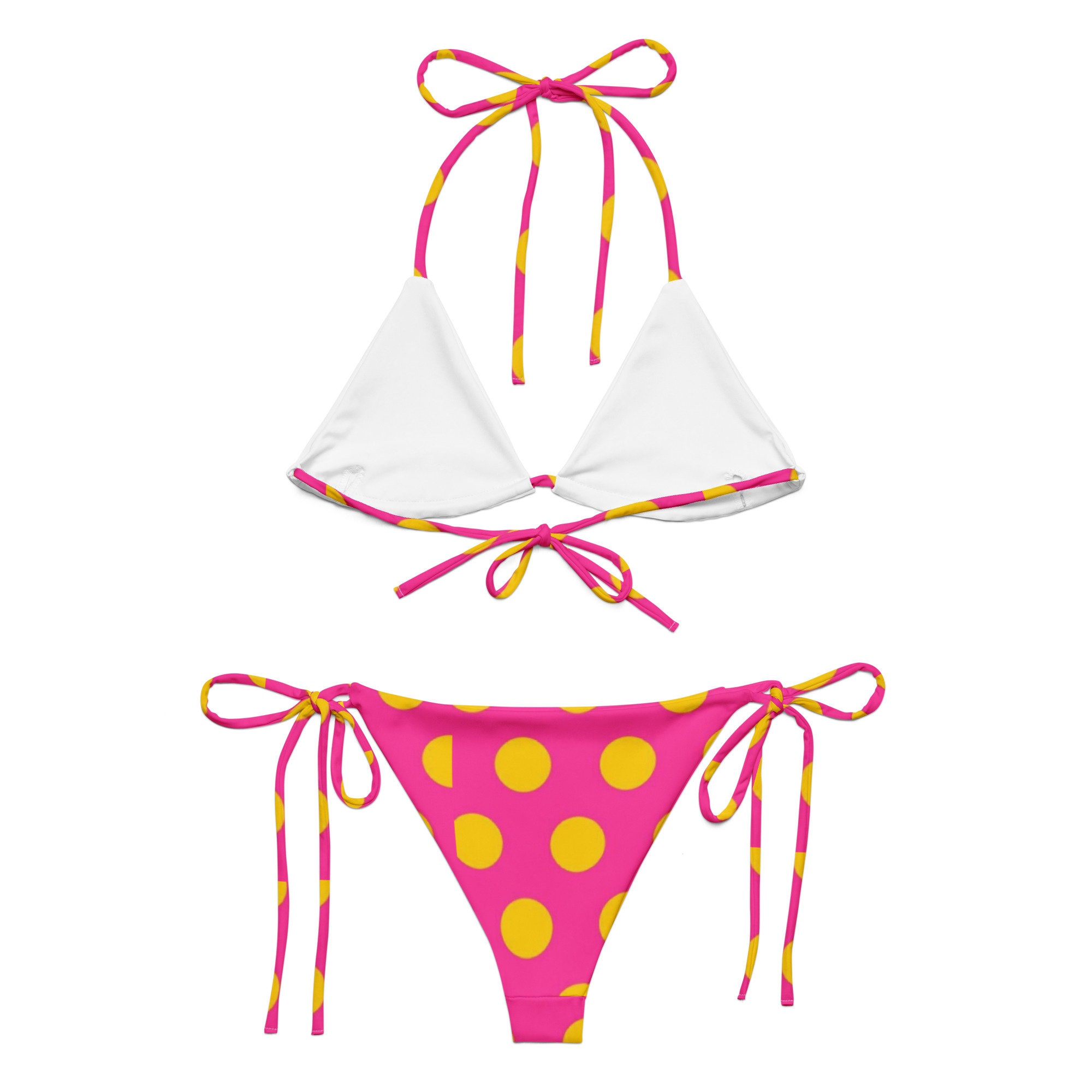 Pink And Yellow Polka Dot String Bikini Etsy 3006