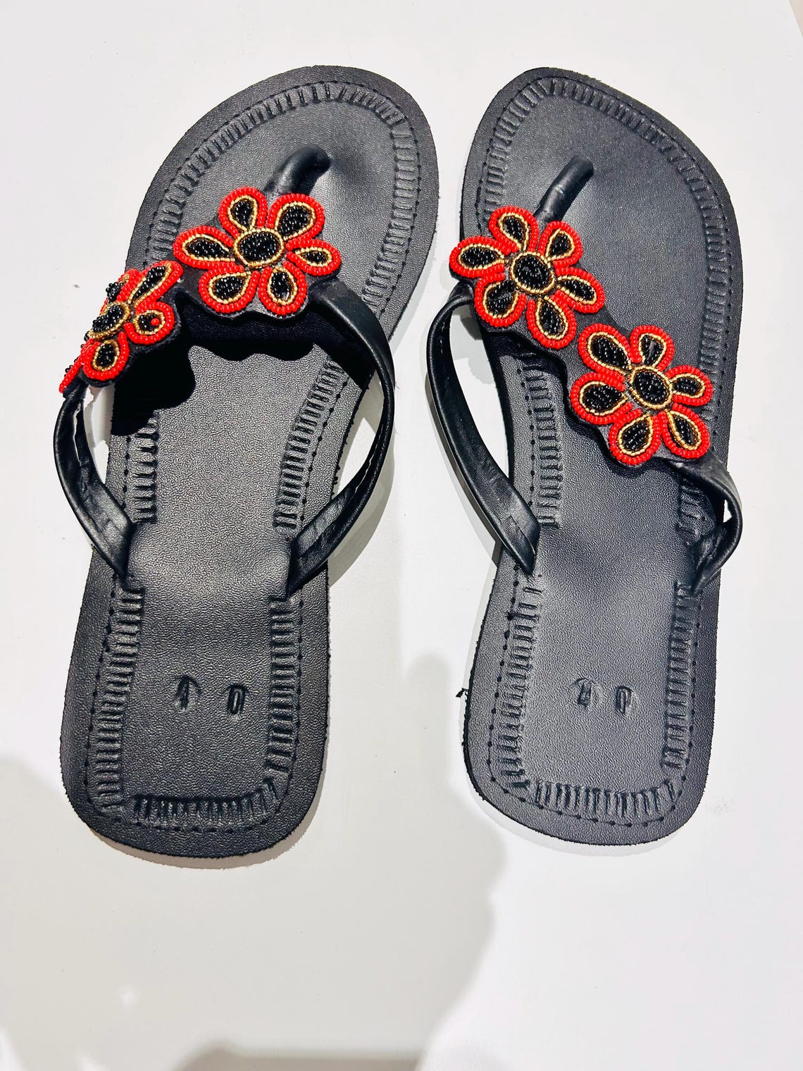 African Slippers Gift/masai Leather Sandals / Kenya Maasai Slippers ...