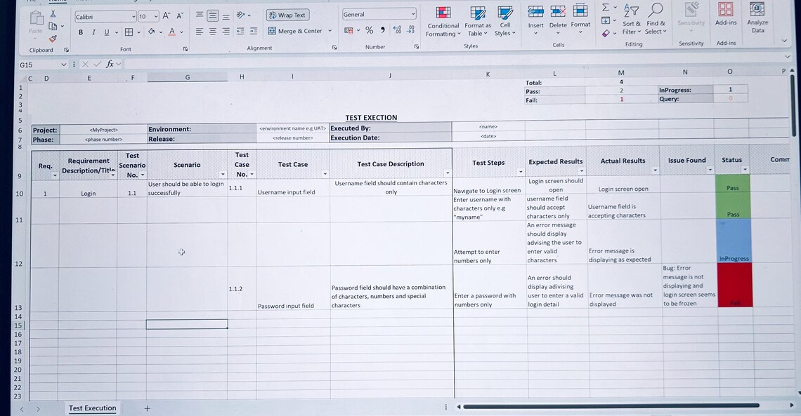 Test Execution Template |UAT Testing Documents |QA Testing Execution ...