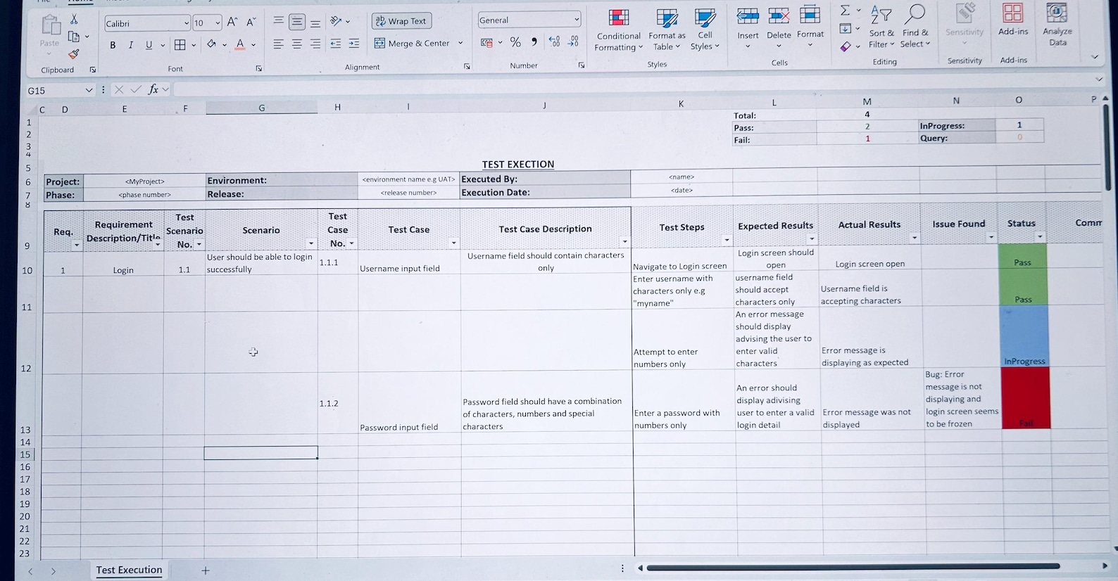 Test Execution Template |UAT Testing Documents |QA Testing Execution ...