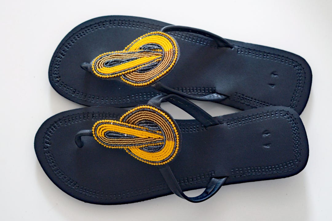 African Slippers Gift/masai Leather Slipplers/ Kenya Masaai Slippers ...