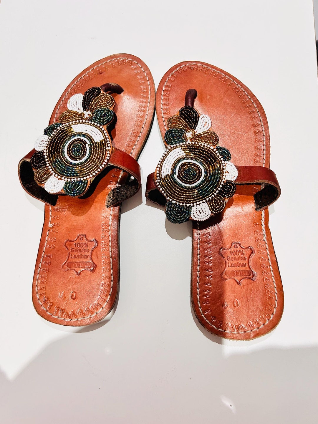 African Sandals Gift/masai Leather Slipplers/ Genuine Leather Slippers ...
