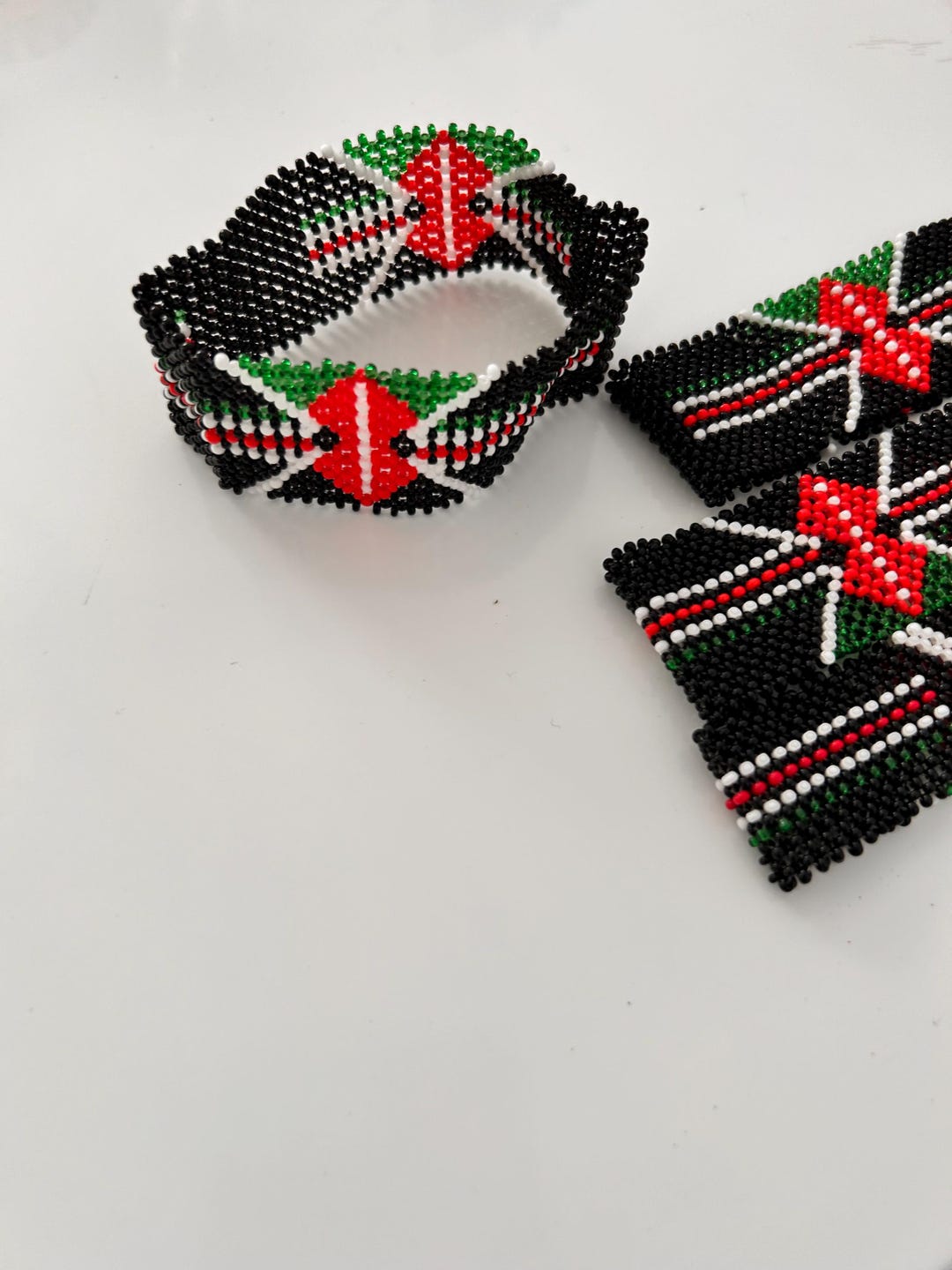 Black Kenya Beaded Bracelet/ Kenya Flag Unisex Handmade Beaded ...