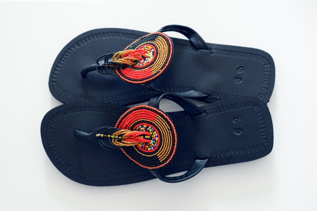 African Slippers Gift/masai Leather Slipplers/ Kenya Masaai Slippers ...