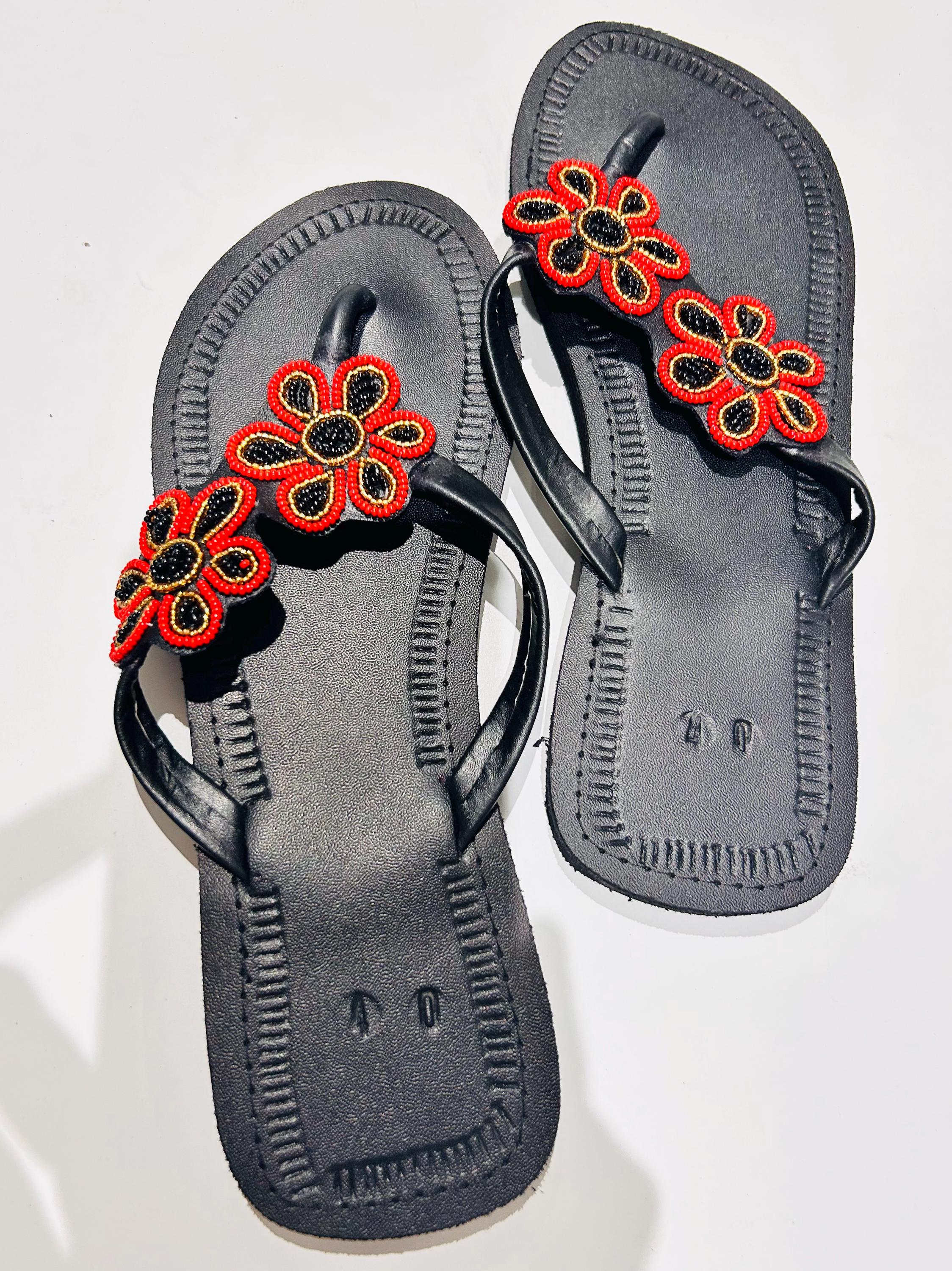 African Slippers Gift/masai Leather Sandals / Kenya Maasai Slippers ...