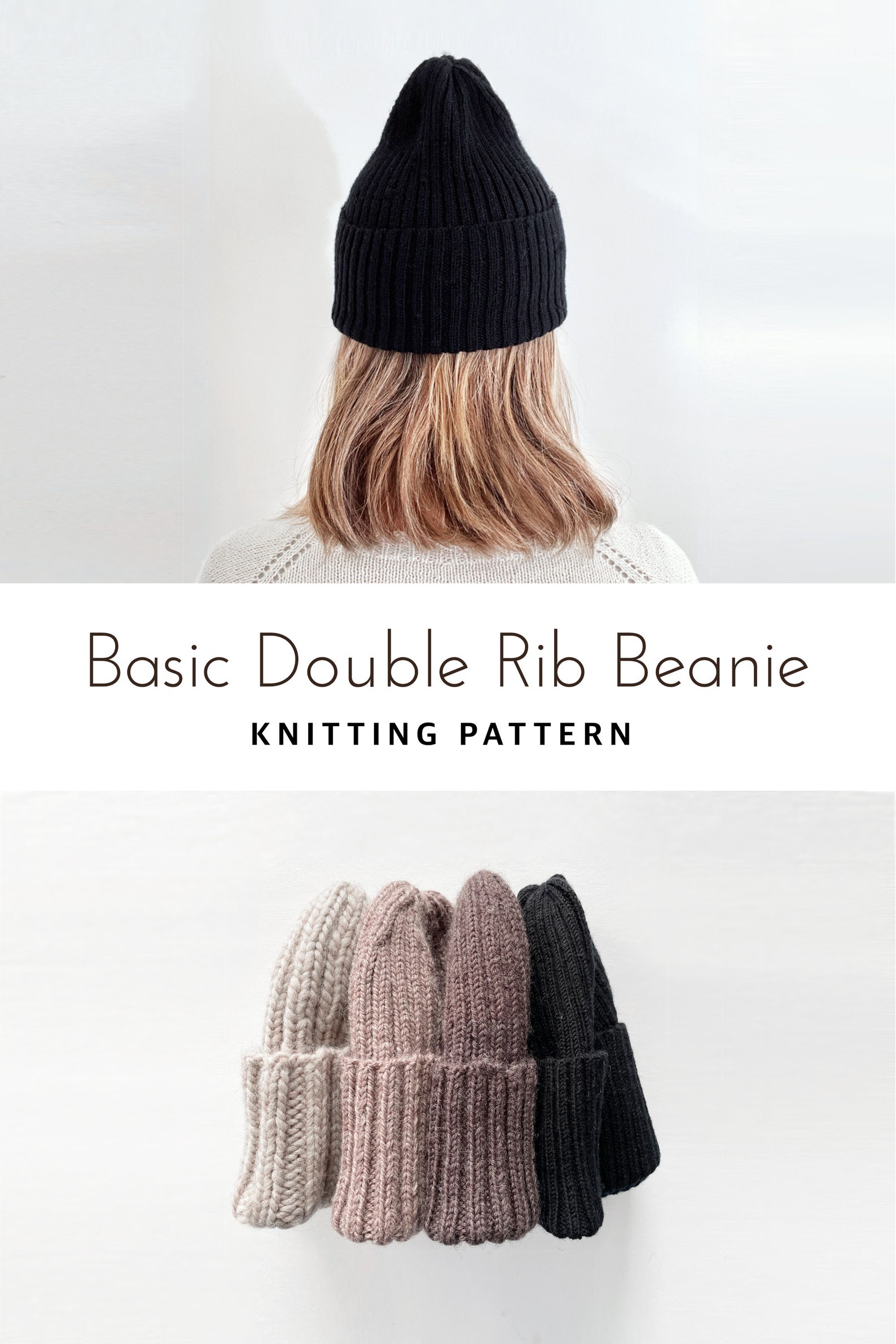 Basic Double Rib Beanie Knitting Pattern | 4 Patterns in 1 | Easy ...