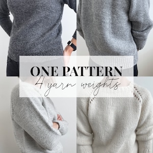 Basic Sweater Pullover Knitting Pattern | 4 Patterns in 1 | Beginner ...