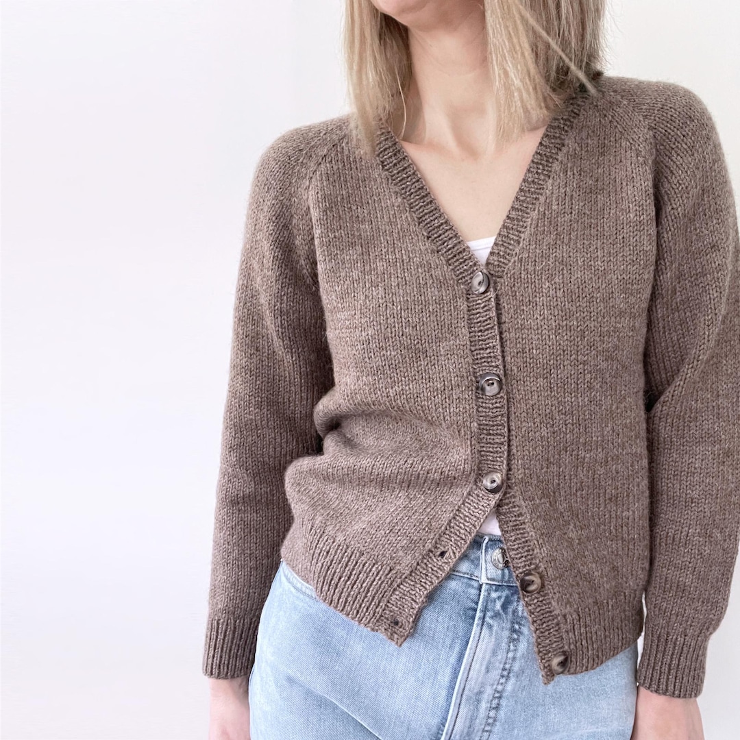 Basic V-neck Cardigan Knitting Pattern | 4 Patterns in 1 | Intermediate ...