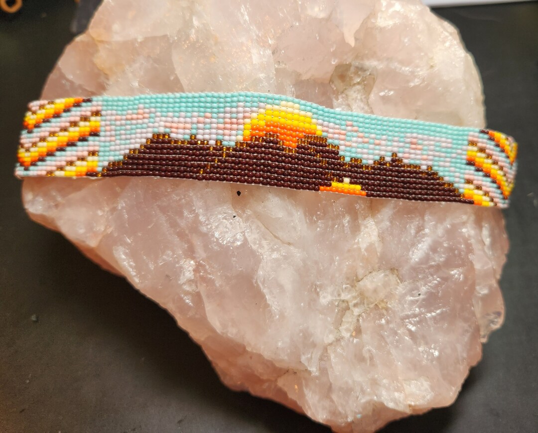 Sunset Mountains Beaded Cowboy Hat Band - Etsy