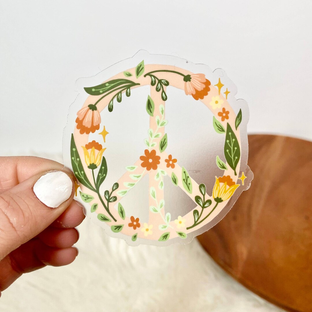 Floral Peace Sign Clear Sticker - Etsy