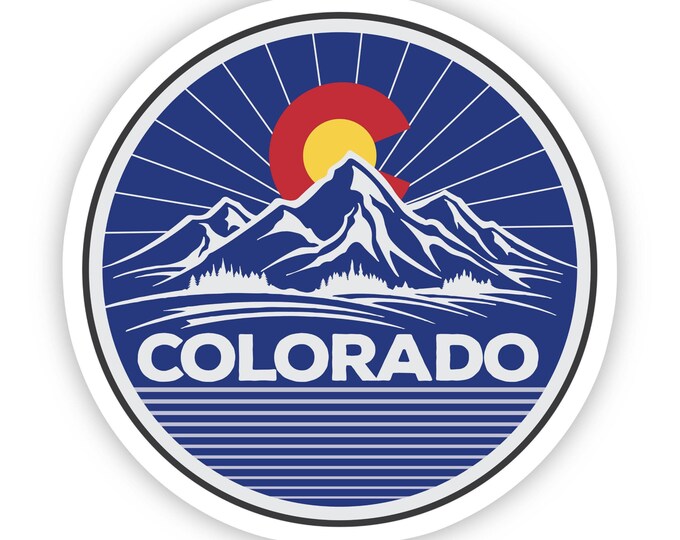 Colorado Mountains Circle Sticker - Etsy