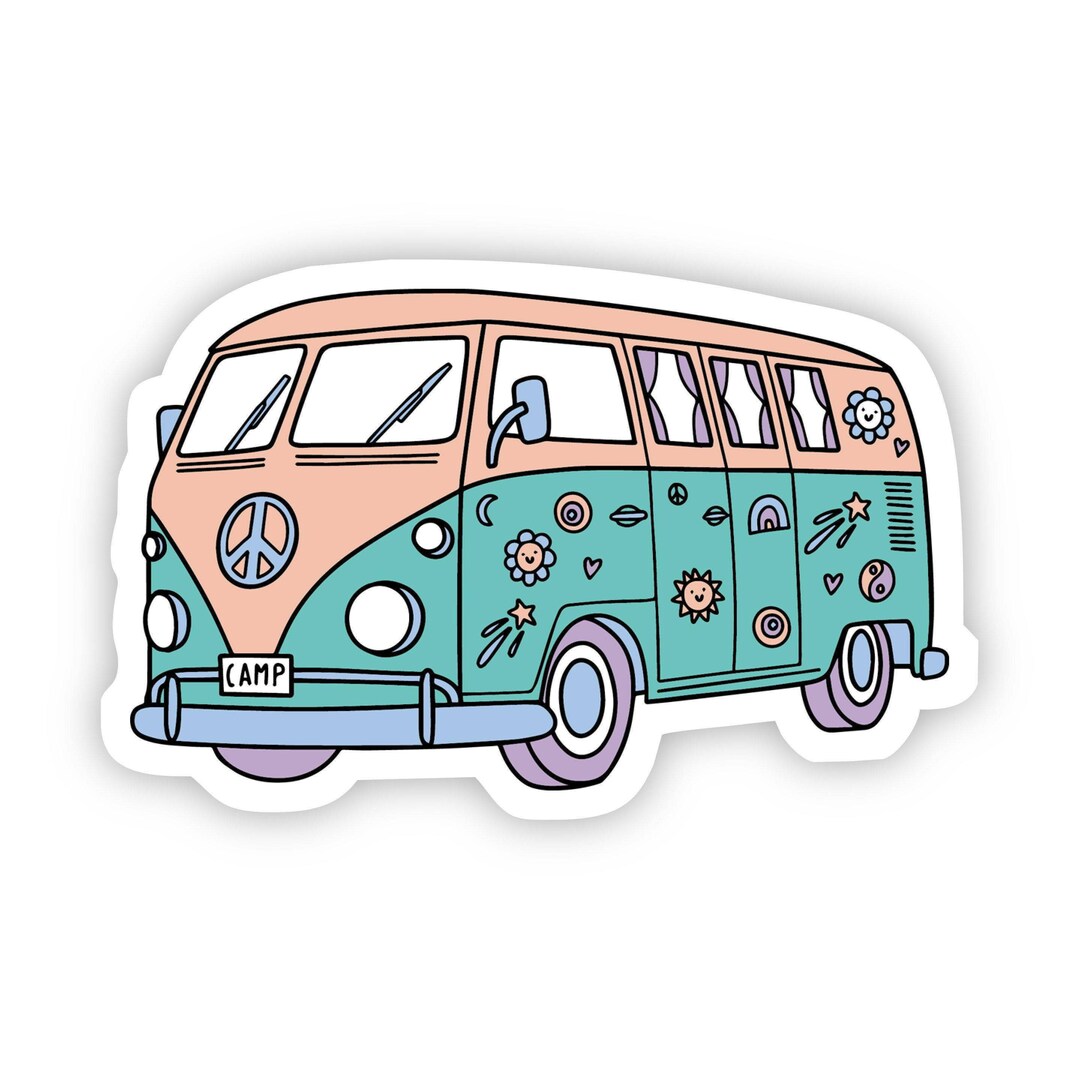 Multicolor Hippie Van Aesthetic Sticker - Etsy