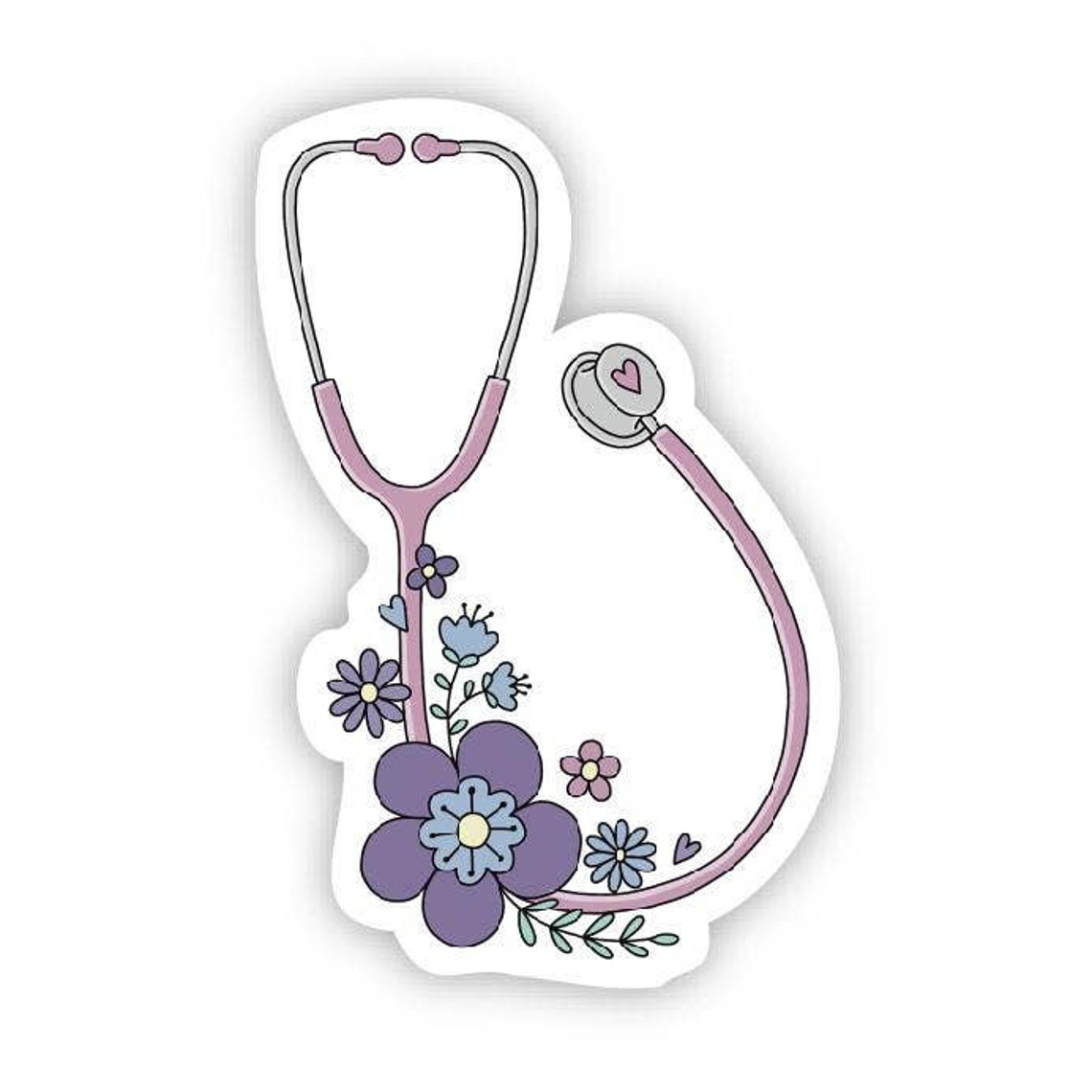 Floral Stethoscope Sticker - Etsy