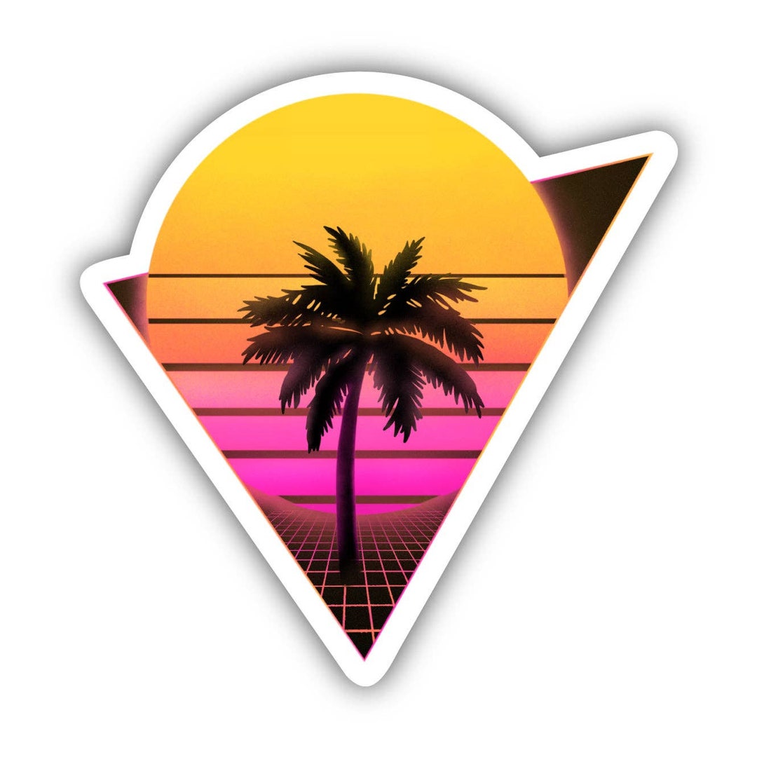 Retro Palm Tree Sticker - Etsy