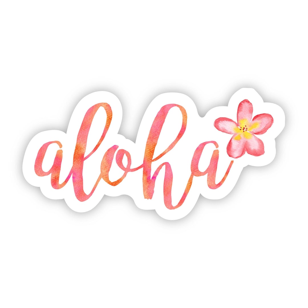 Aloha Floral Cursive Sticker - Etsy