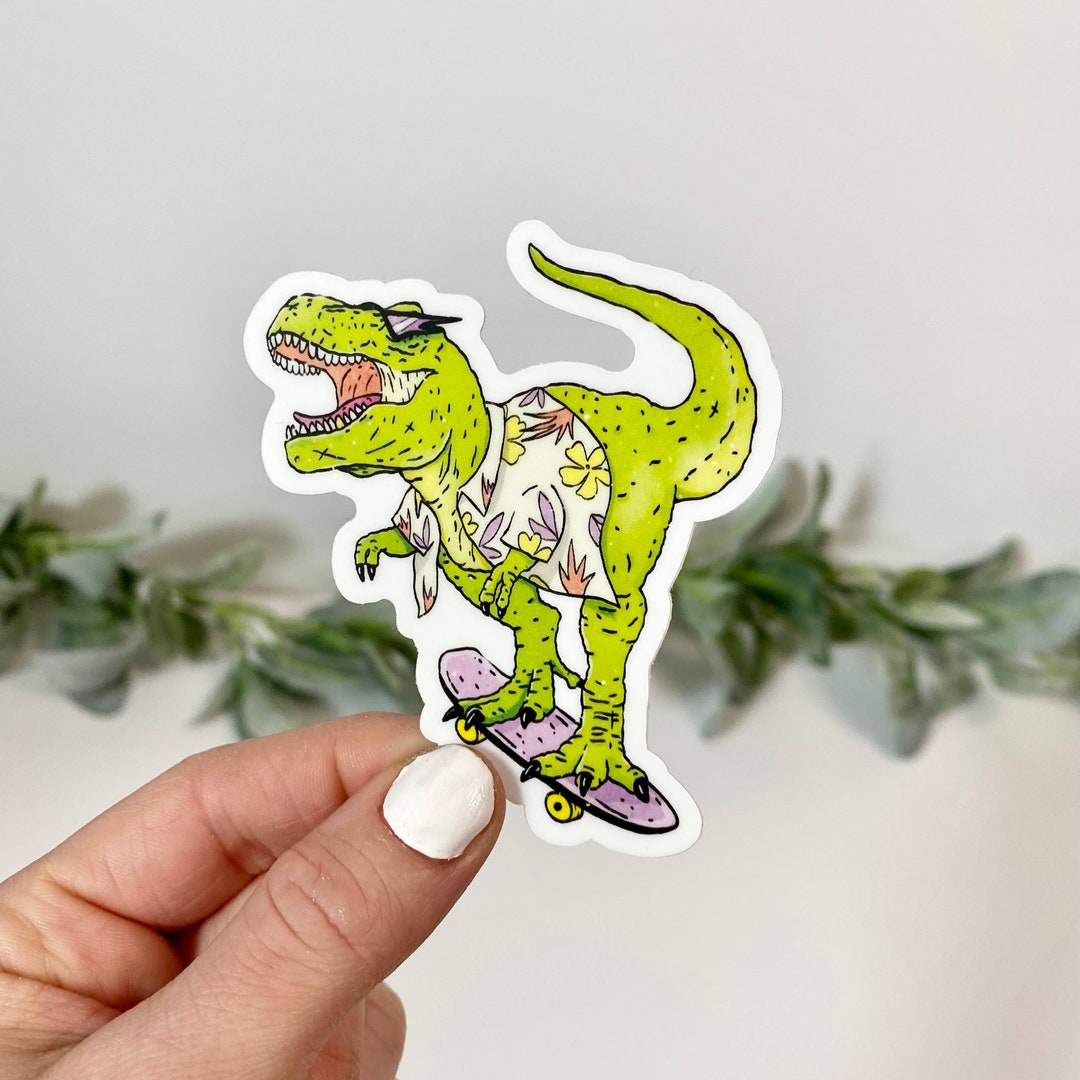 Rad Skateboard T-rex Dinosaur Sticker - Etsy