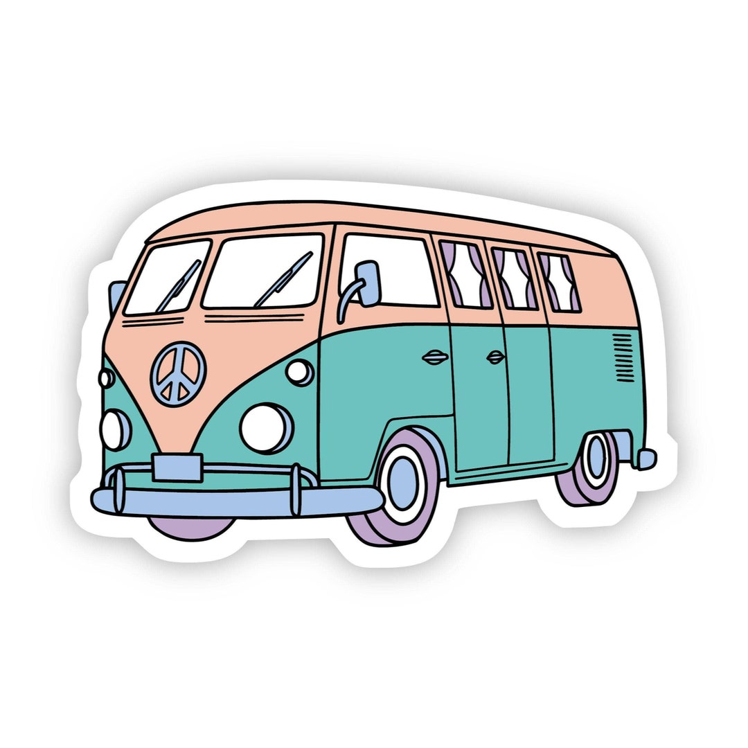 Hippie Van Multicolor Aesthetic Sticker - Etsy