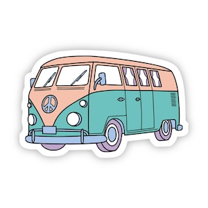 Hippie Van Multicolor Aesthetic Sticker - Etsy