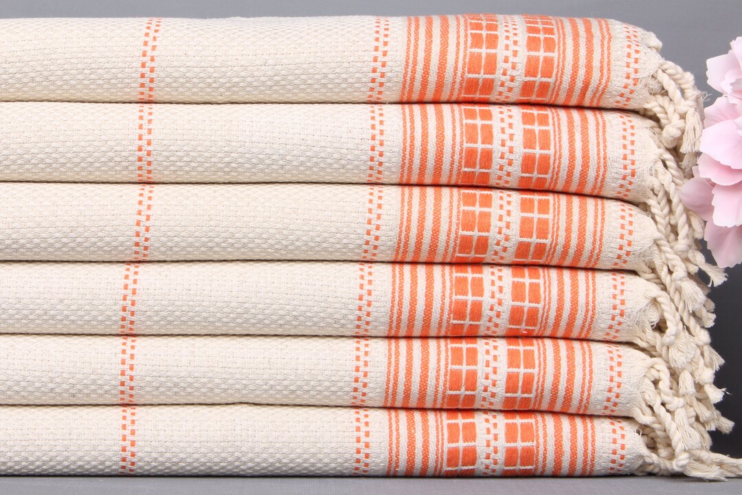 Monogram Kitchen Towel, Custom Tea Towel, Orange Striped Towel, 20x40 ...