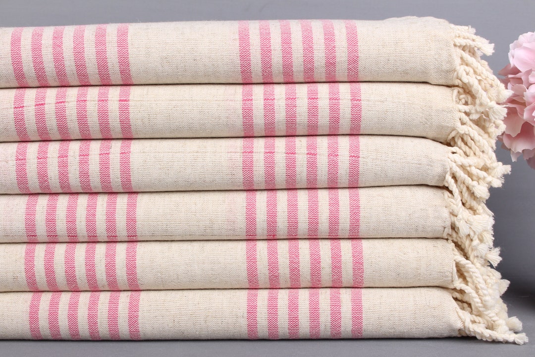 Turkish Beach Towel, Turkish Towel, Pink Peshtemal, Striped Peshtemal ...